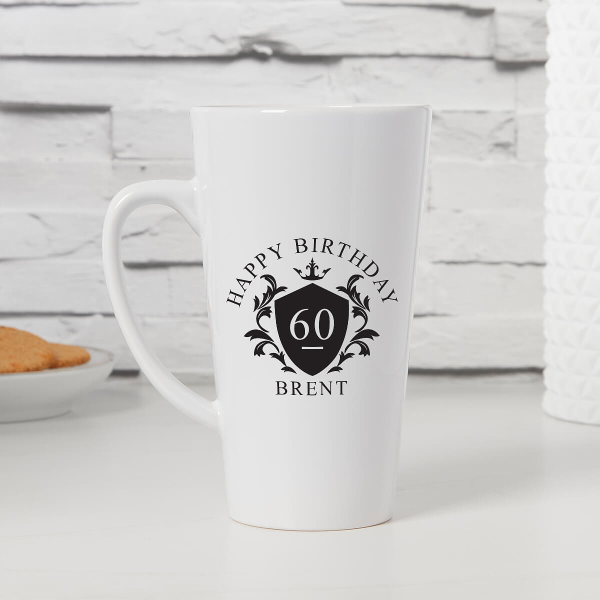Personalised 60th Birthday Crest Duraglaze Tall Latte 17 oz - Boutique ...