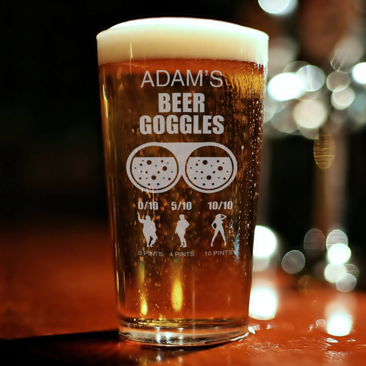Personalised Men's Beer Goggles Engraved Pint Glass - Boutique Gifts