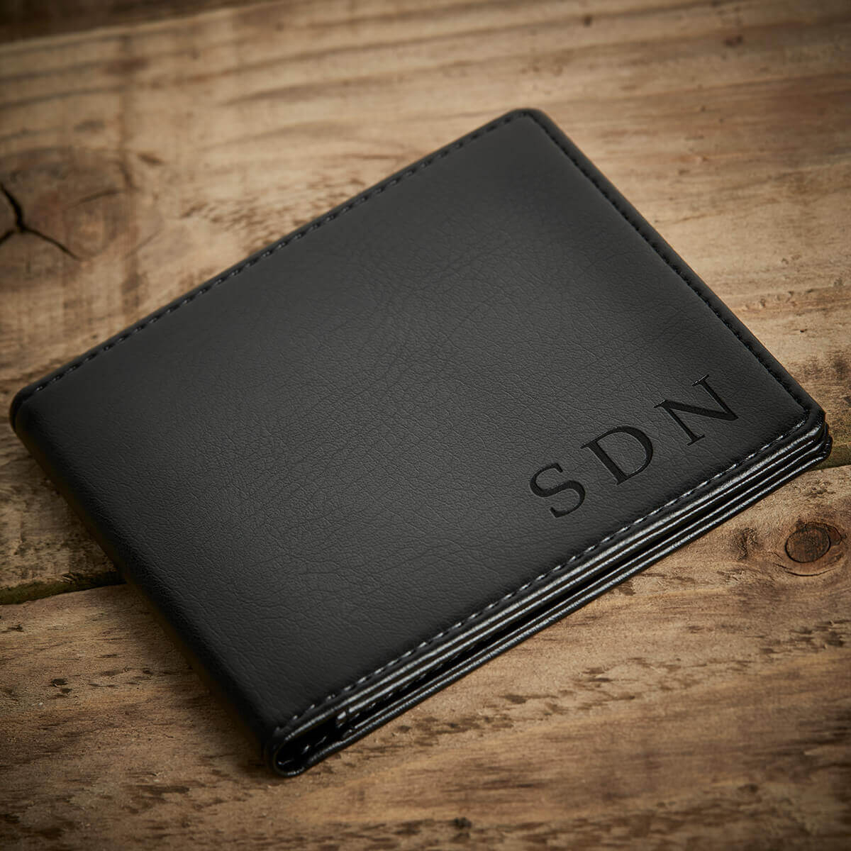 Personalised Black Leather Wallet | Personalise With Your Initials ...