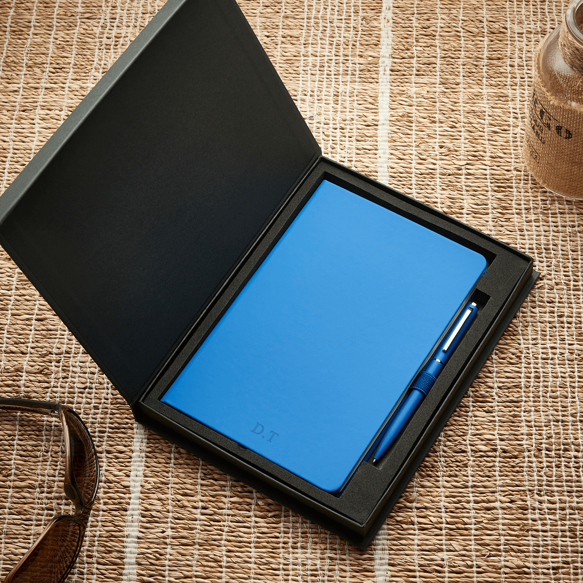 Personalised Blue Notebook & Pen Gift Set - Boutique Gifts