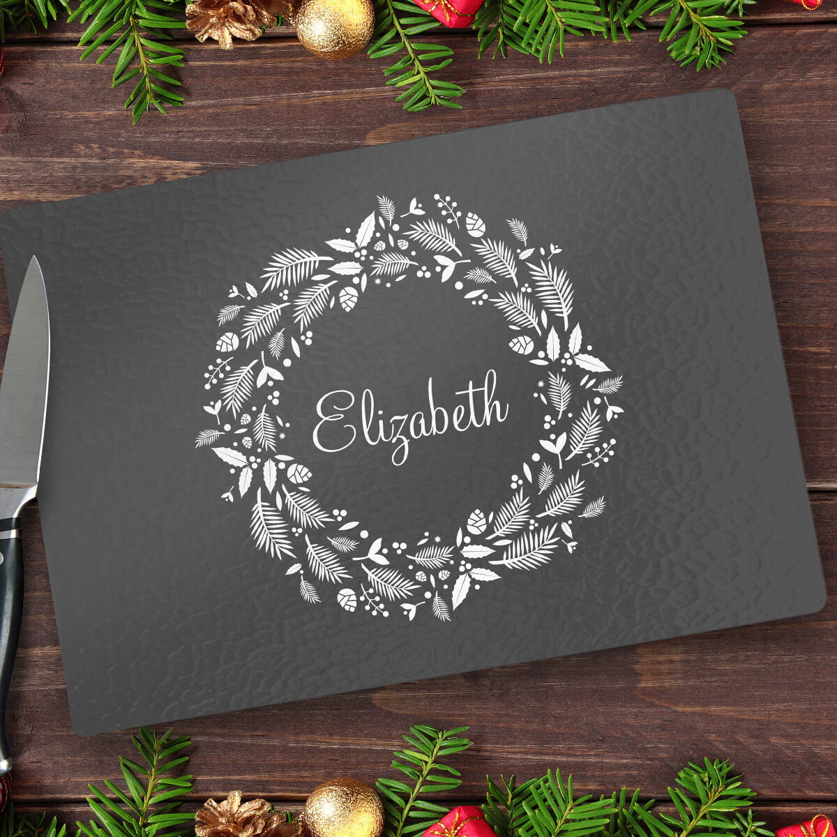 Personalised Christmas Holly Chopping Board - Boutique Gifts