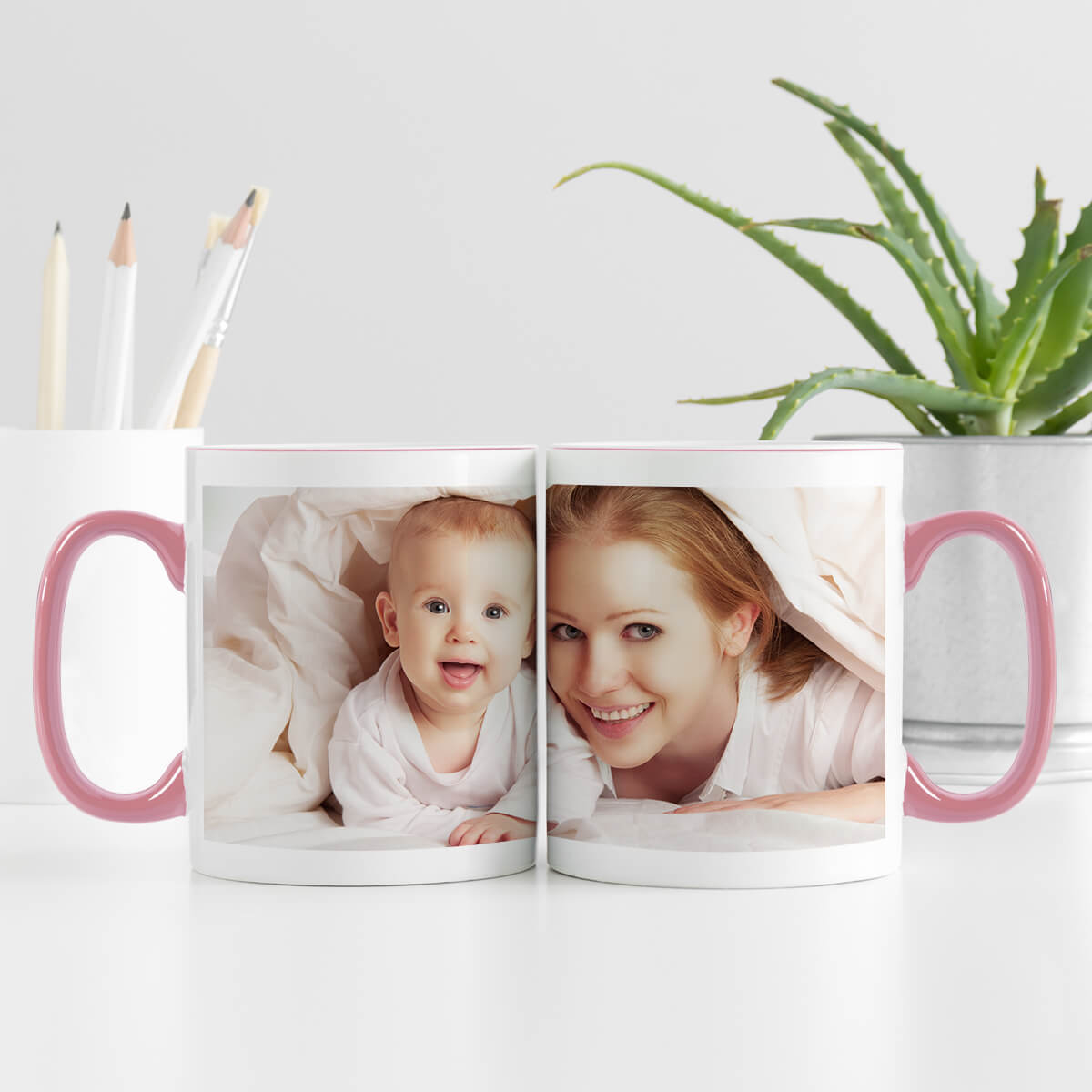 Personalised Full Wrap Pink Two Tone Photo Mug - Boutique Gifts