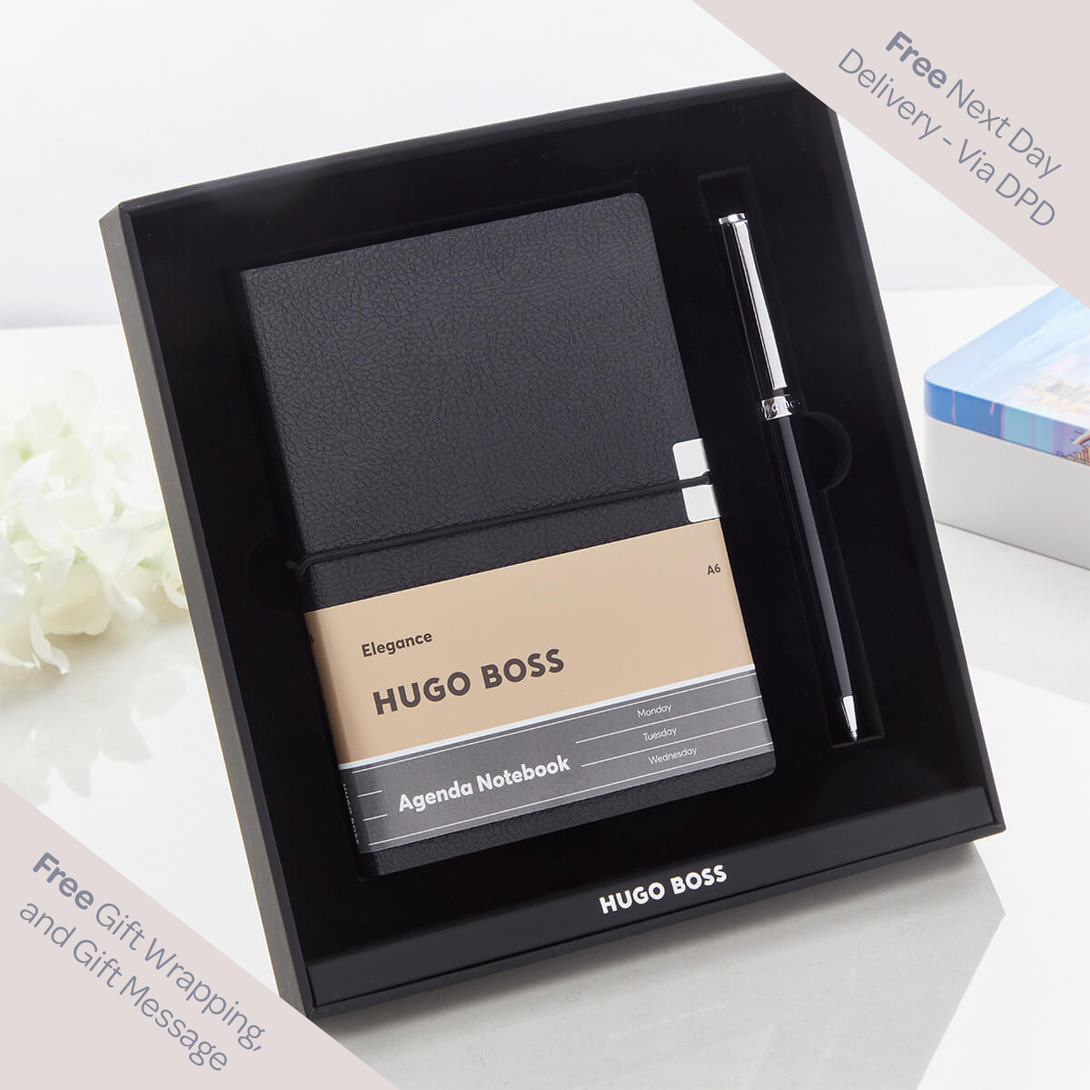 Personalised Hugo Boss A6 Agenda Notebook Set With Ballpoint Pen ...