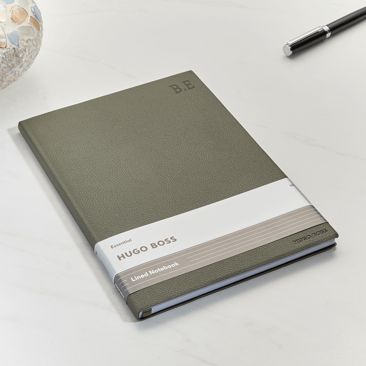 Personalised Hugo Boss Essential B5 Khaki Lined Notebook - Boutique Gifts